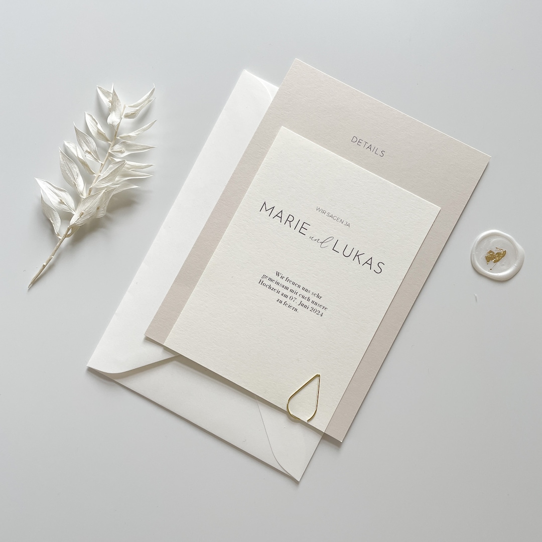 Invitations Ivory Chic Maps Detailed Map Din B6 Bracket Wax Seal Gold ...