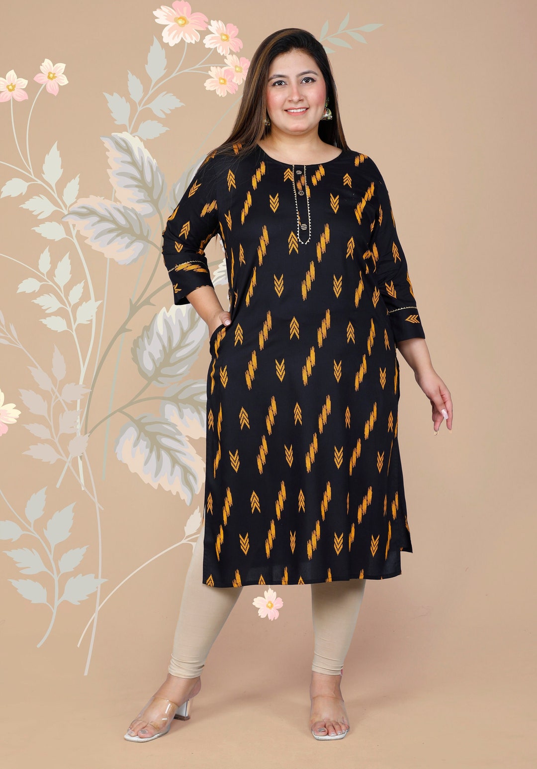 Elegant Plus Size Straight Kurta Kurti 4XL to 7XL Indian Salwar Kameez ...