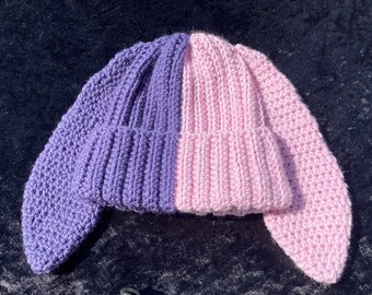 Crochet Kawaii Scene Queen Emo Bunny Ear Beanie - Etsy