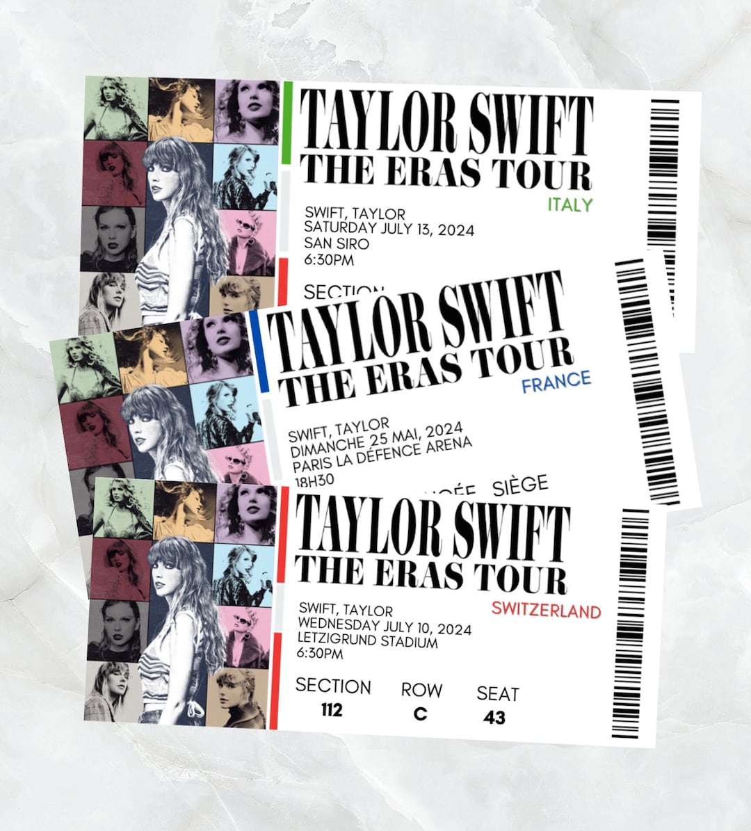 Taylor Swift EUROPE Exclusive Eras Tour Tickets. Custom Tickets ...