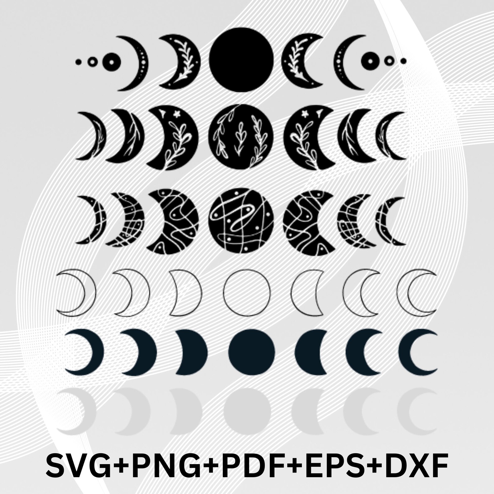Moon Svg, Moon Phase Svg Bundle, Mystic Celestial Svg, Crescent Moon ...