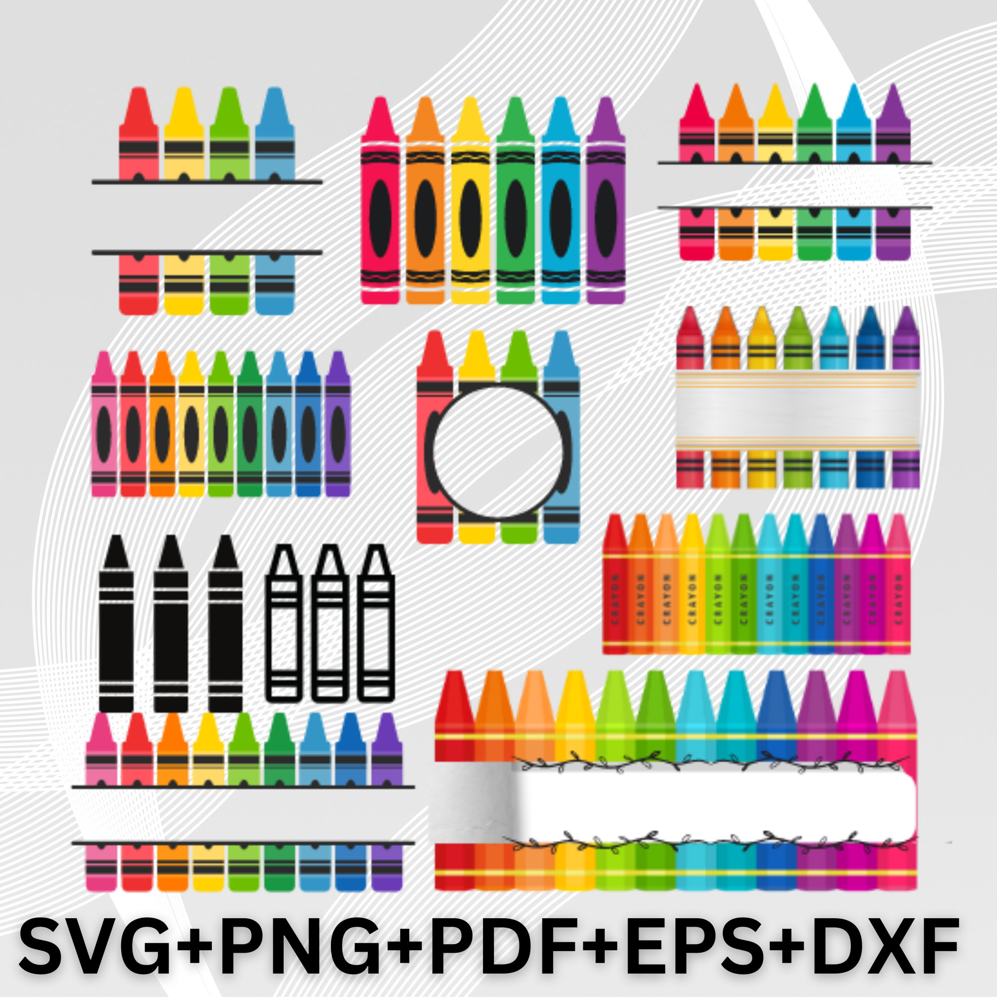 Crayon Split Monogram Svg, Crayon Bundle Set Svg, Teacher Svg, School ...