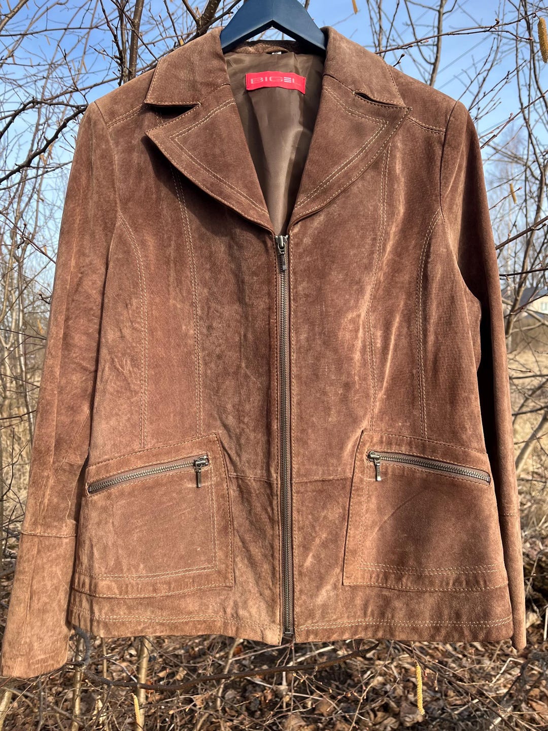 Suede BIGEL Size 46 EUR Jacket Genuine Tanned Leather Finnish Vintage ...