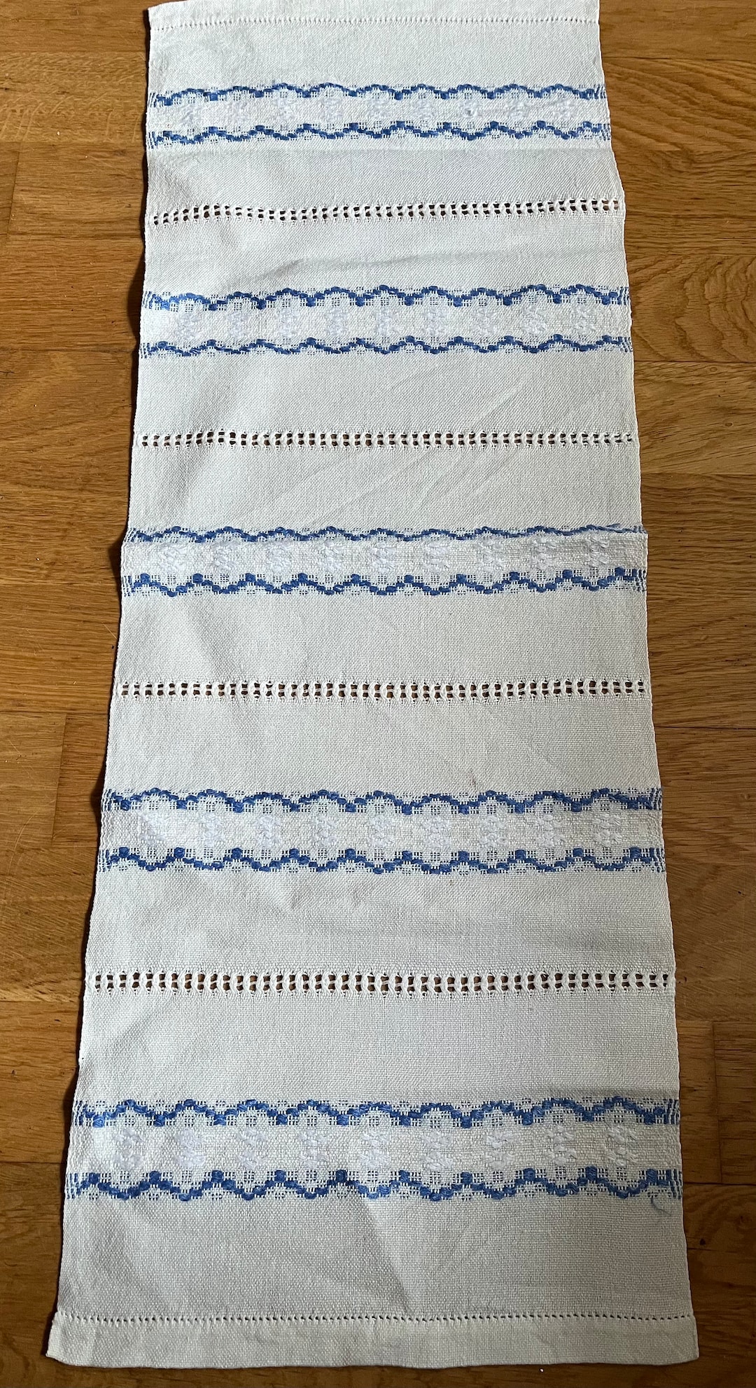 Swedish Vintage Table Runner Linen White Blue Traditional Scandinavian ...