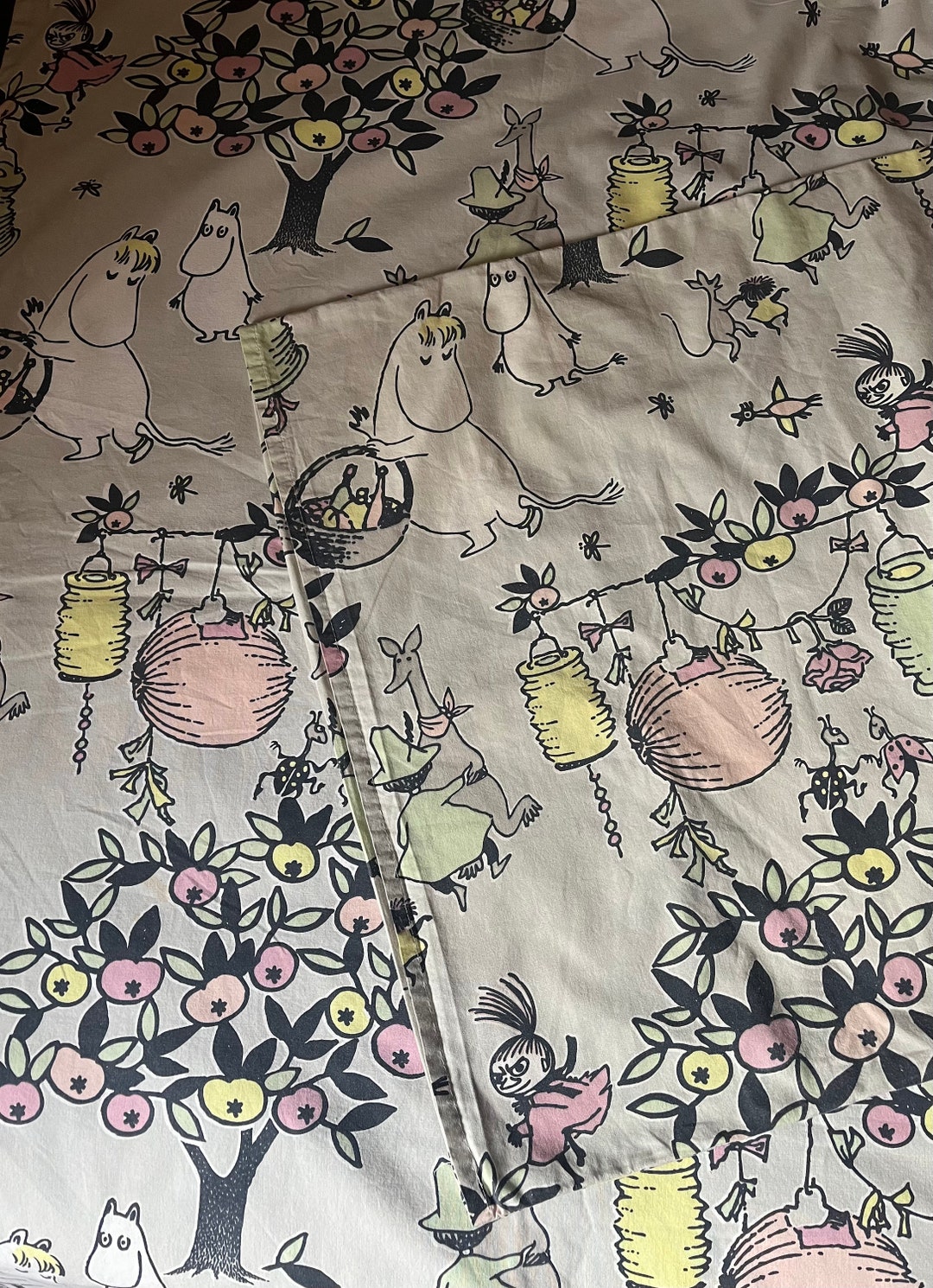 Moomin Characters Duvet Cover and Pillowcase Set Vintage Pink Grey ...