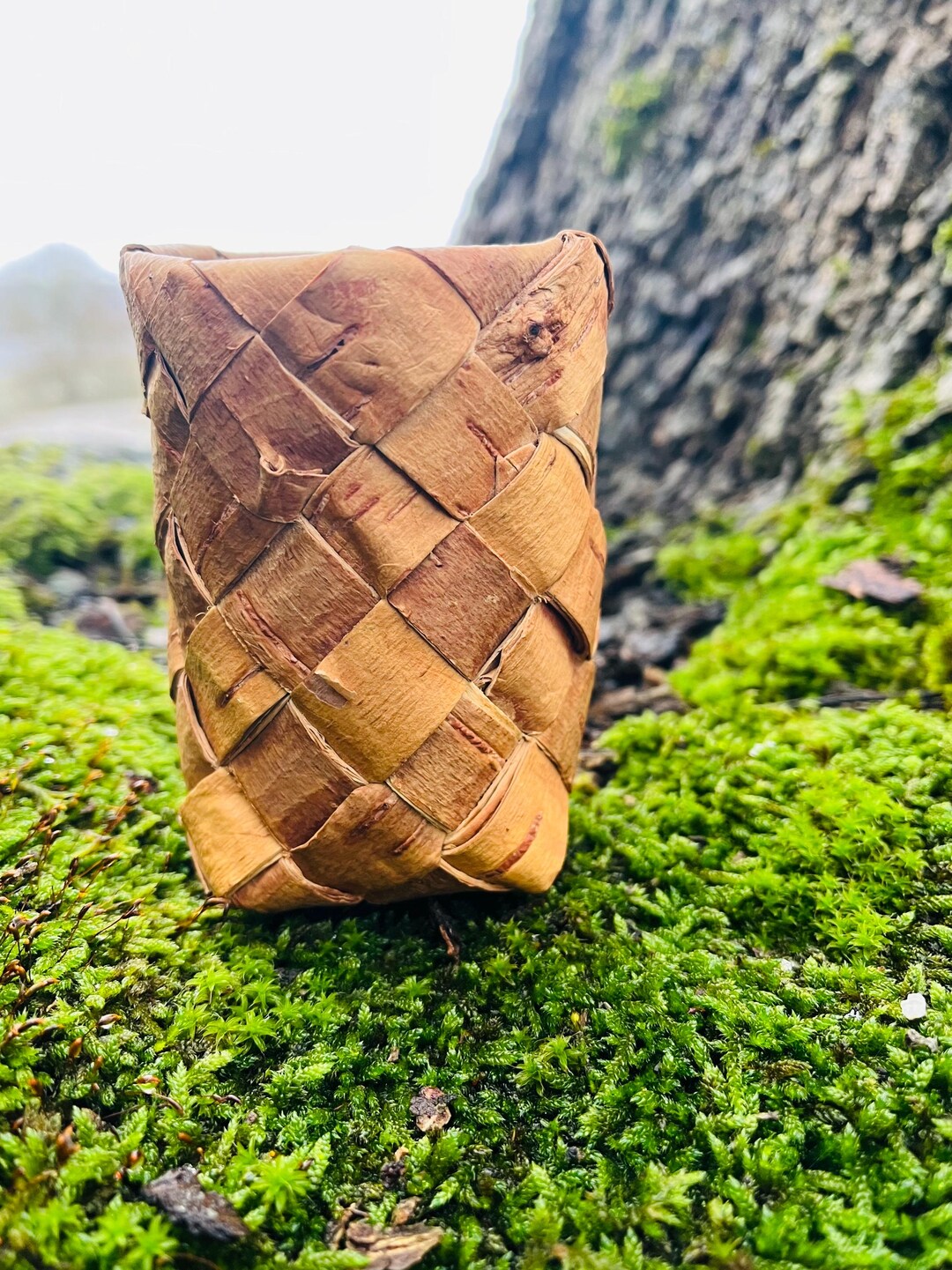 Swedish Vintage Birch Bark Cup With Glass Thumbler Insert Scandinavian ...