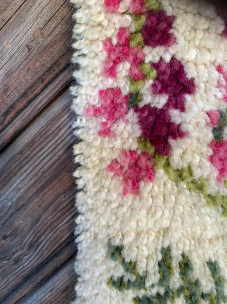 1960s Retro Swedish Rya Wall Hanging Flower Motif Wool and Canvas ...