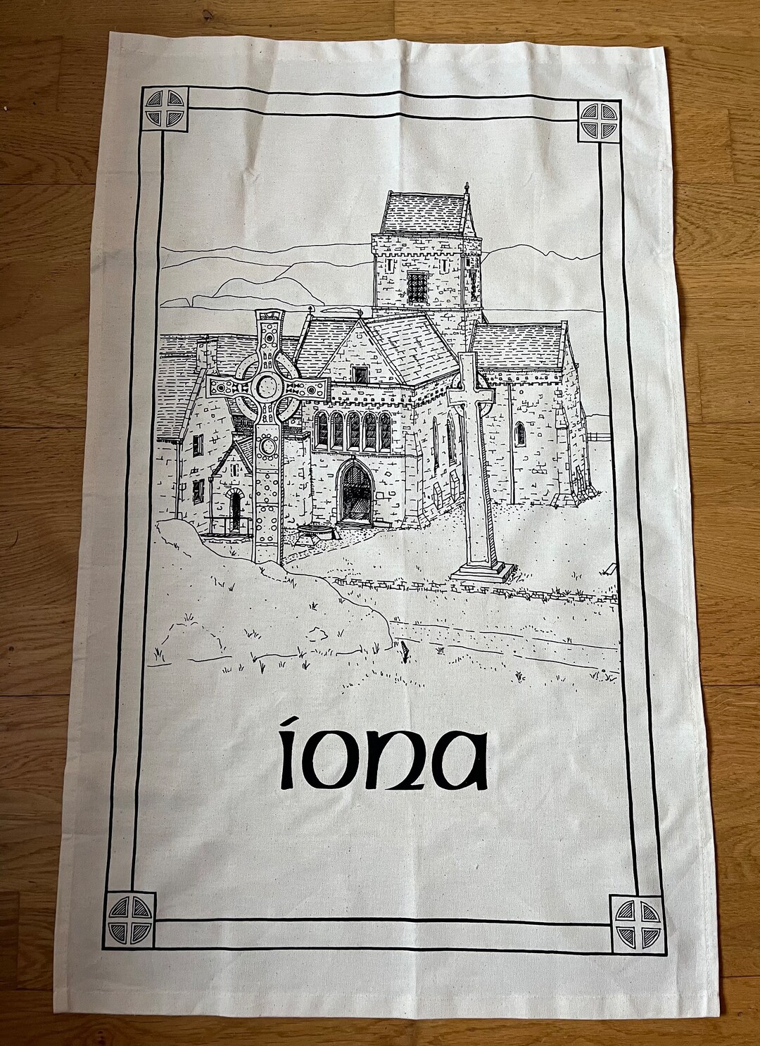 IONA Celtic Heritage Symbols Irish Vintage Linen Kitchen Towel Ireland ...
