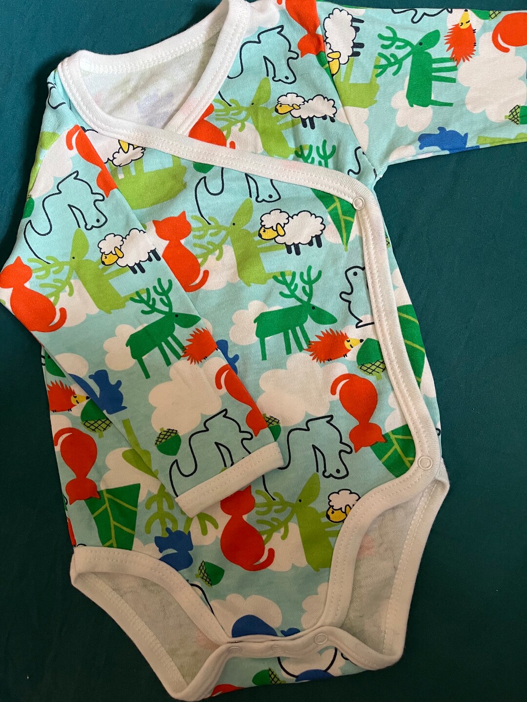 Finnish Vintage Baby Bodysuit (68cm) | Animal Print, Long Sleeve - Etsy