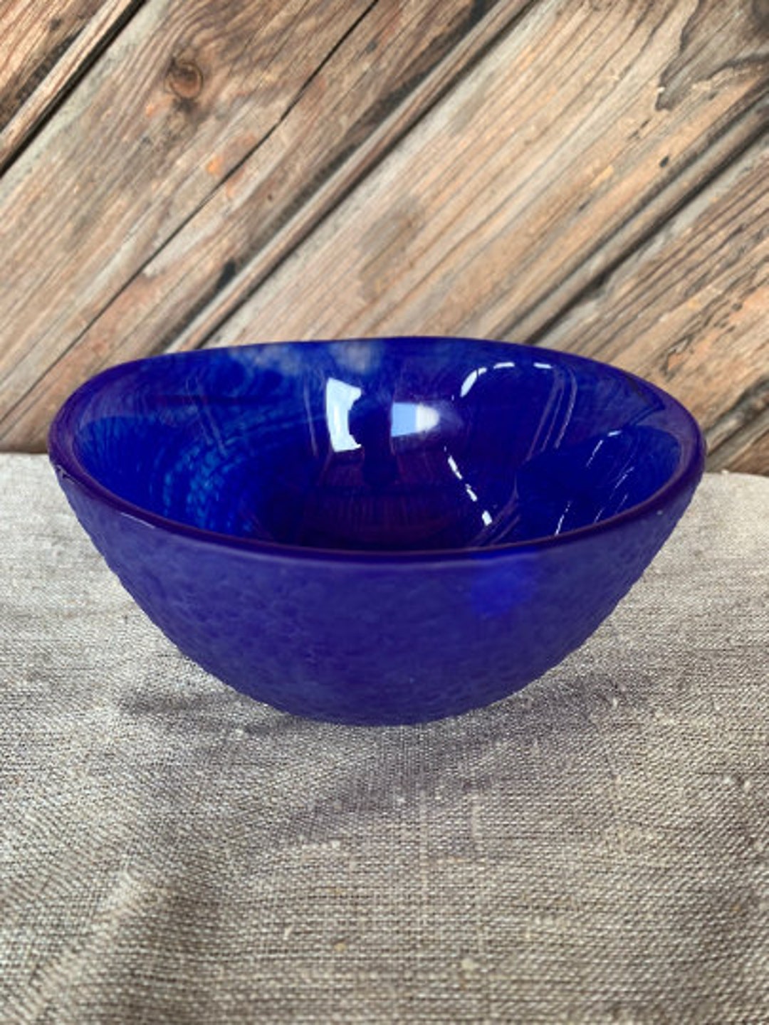 Renate Stock Sea Glasbruk Sweden Crystal BOWL Deep Blue Modernist Fruit ...