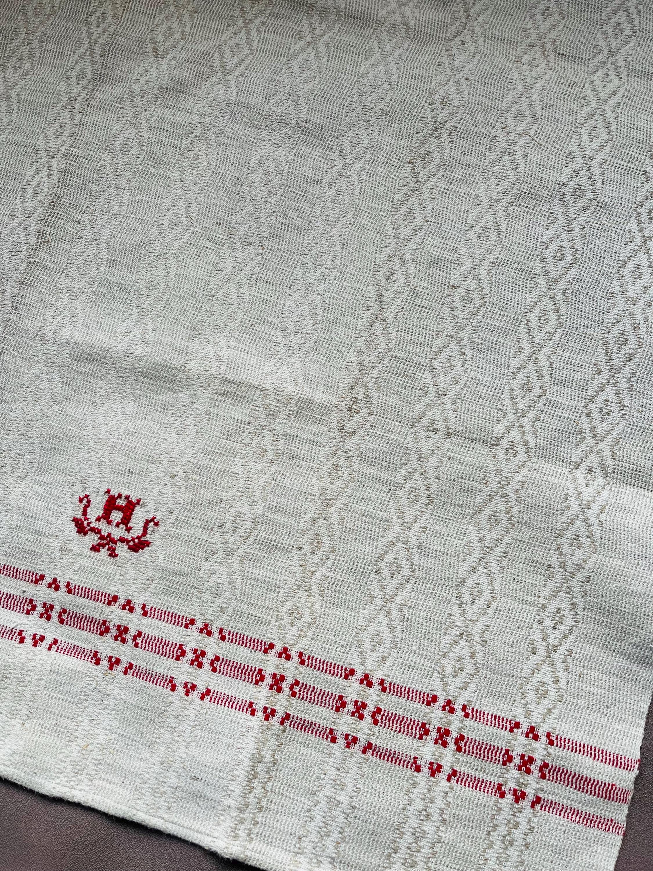 Swedish Vintage Towel Embroidery Monogram Letter H Decor Natural Linen ...