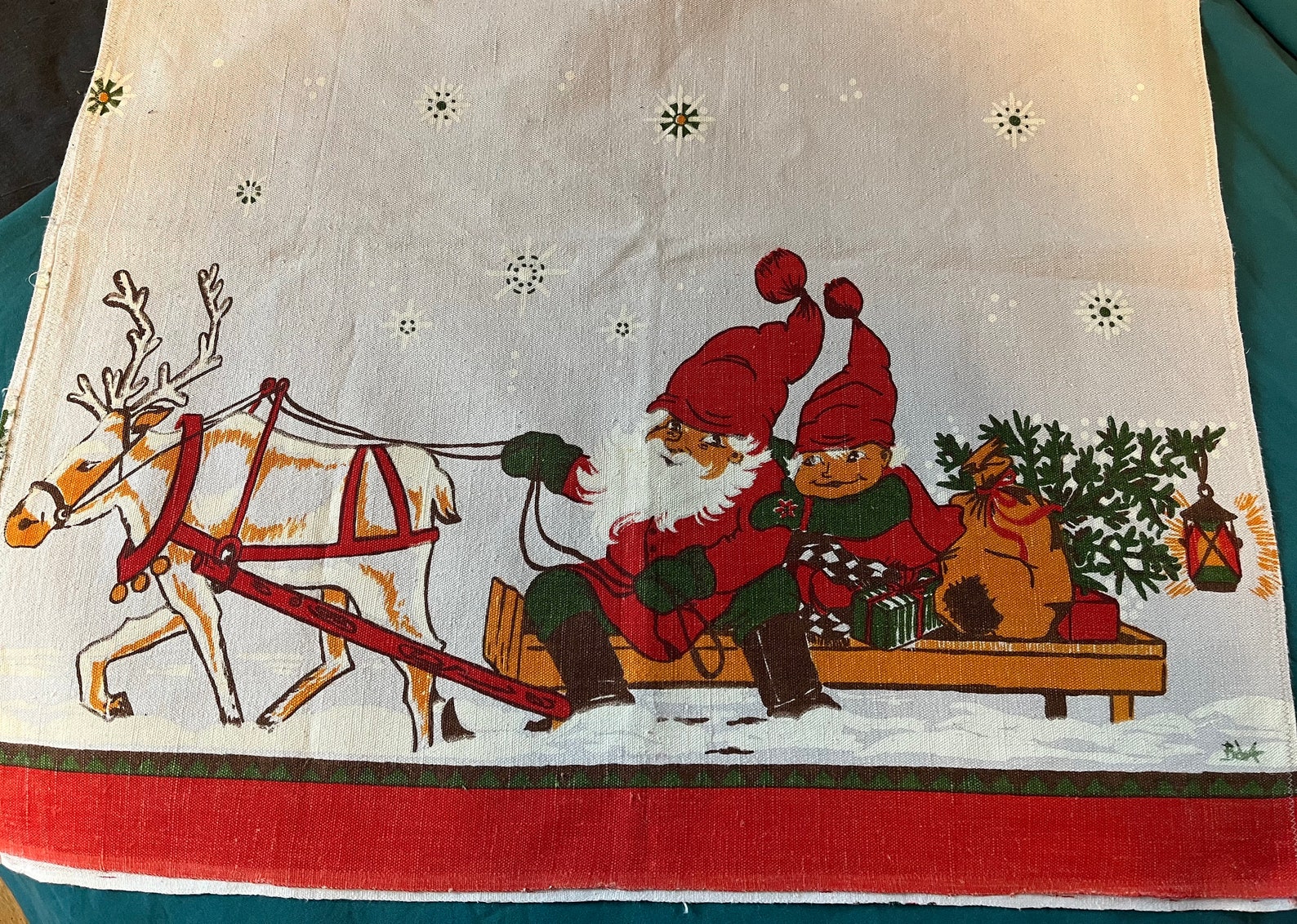1970s Bodil Wallman Bowa Christmas Tablecloth Swedish Vintage Linen ...