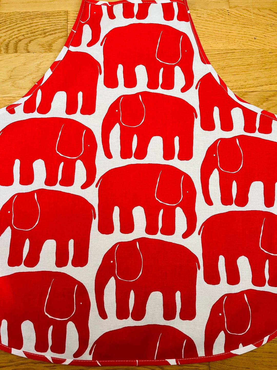 Kids Size Finlayson Vintage Apron Red White Elephant Funny Drawings ...