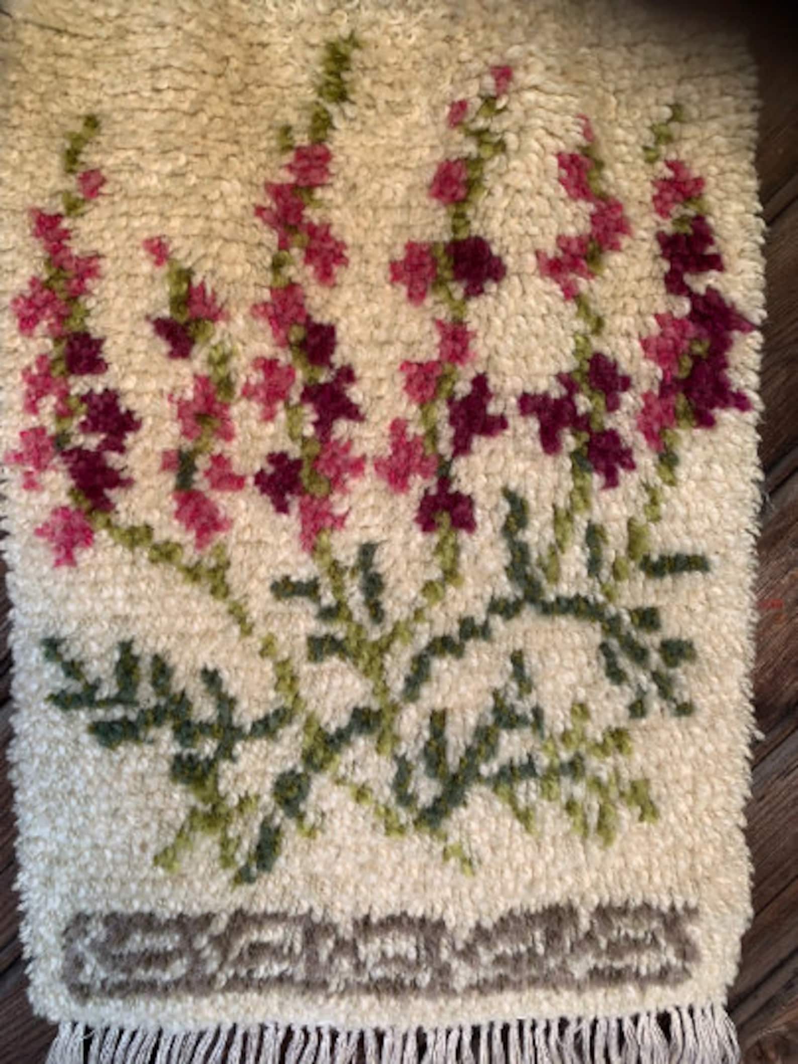 1960s Retro Swedish Rya Wall Hanging Flower Motif Wool and Canvas ...