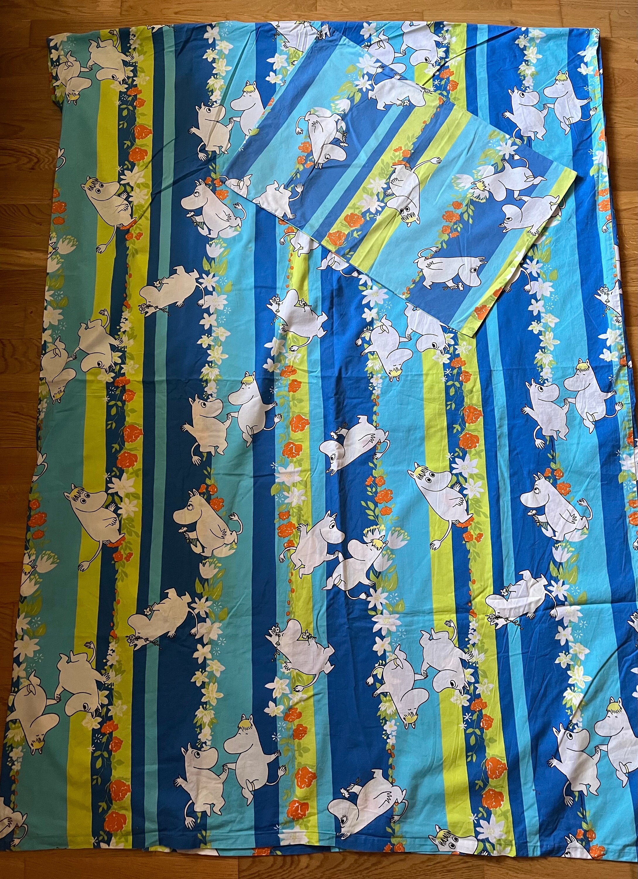 Moomin Characters Kids Bed Linen Set Duvet Cover and Pillow Case Funny ...