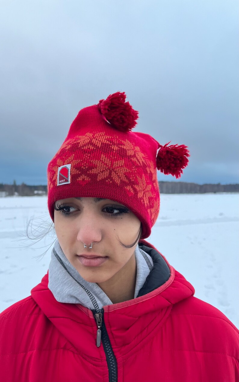 HUSKY M Size Finnish Vintage Hat With Tassels Winter Beaniet Ski ...