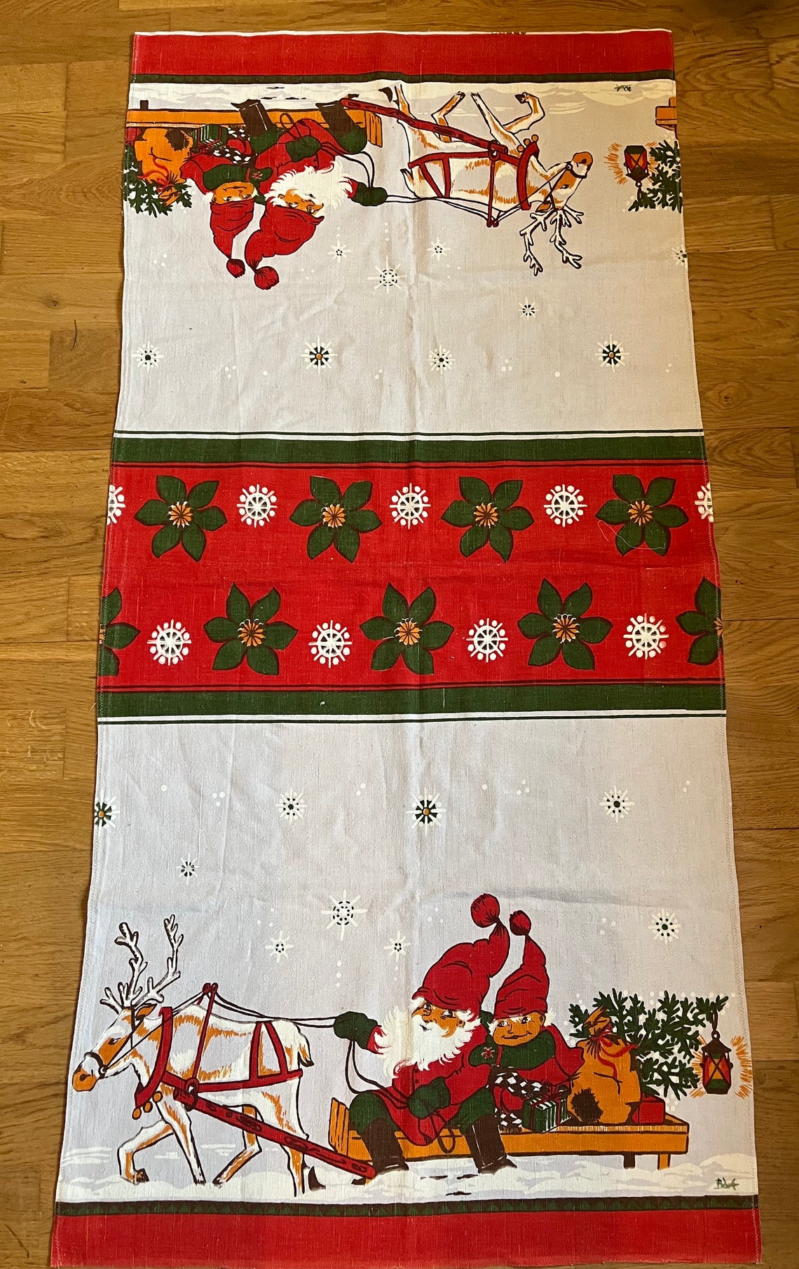 1970s Bodil Wallman Bowa Christmas Tablecloth Swedish Vintage Linen ...