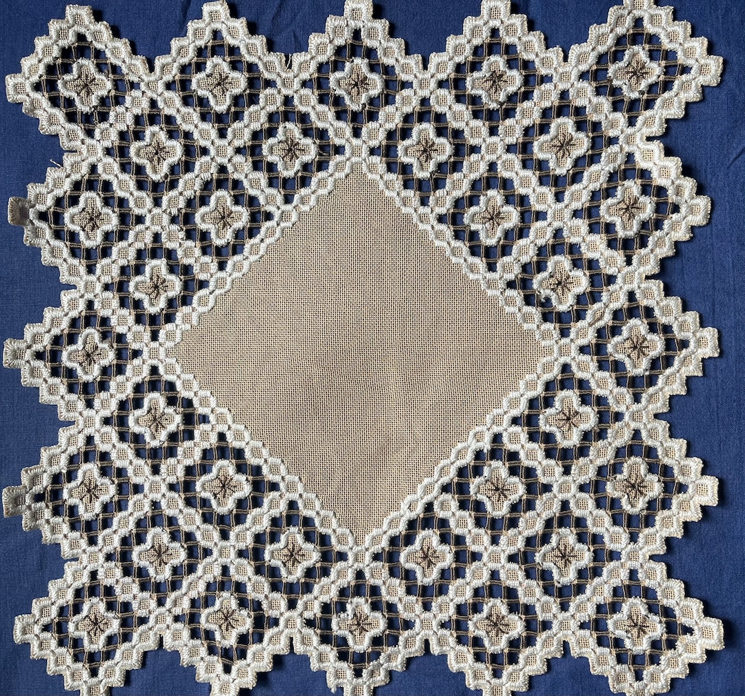 Norwegian Vintage Hardanger Embroidery Nordic Folk Art Traditional Table Centerpiece Retro ...