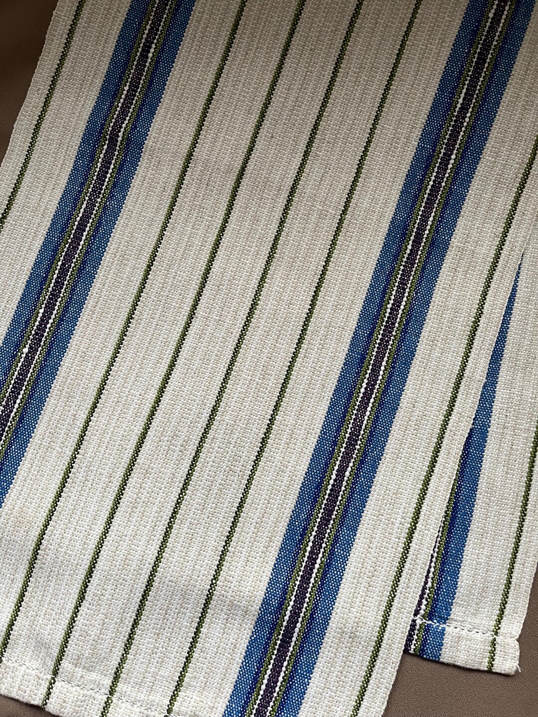 Vintage Swedish Traditional Folk Style White Blue Green Stripes Woven ...