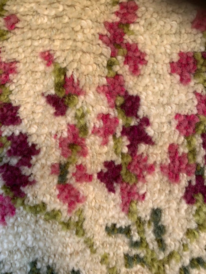 1960s Retro Swedish Rya Wall Hanging Flower Motif Wool and Canvas ...