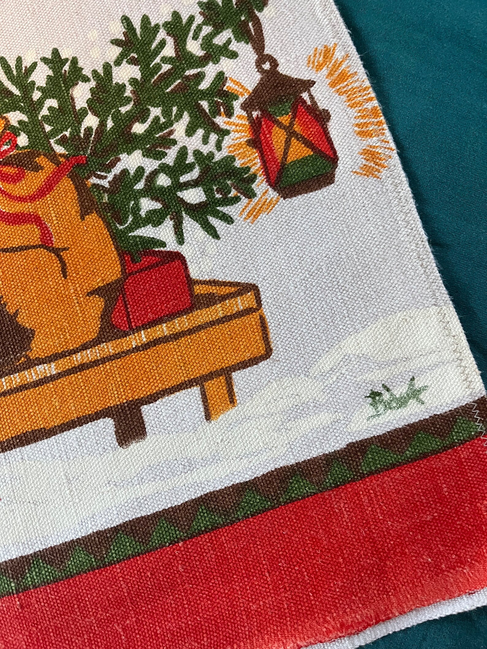 1970s Bodil Wallman Bowa Christmas Tablecloth Swedish Vintage Linen Print Gnisse Gnome Motif Jul ...