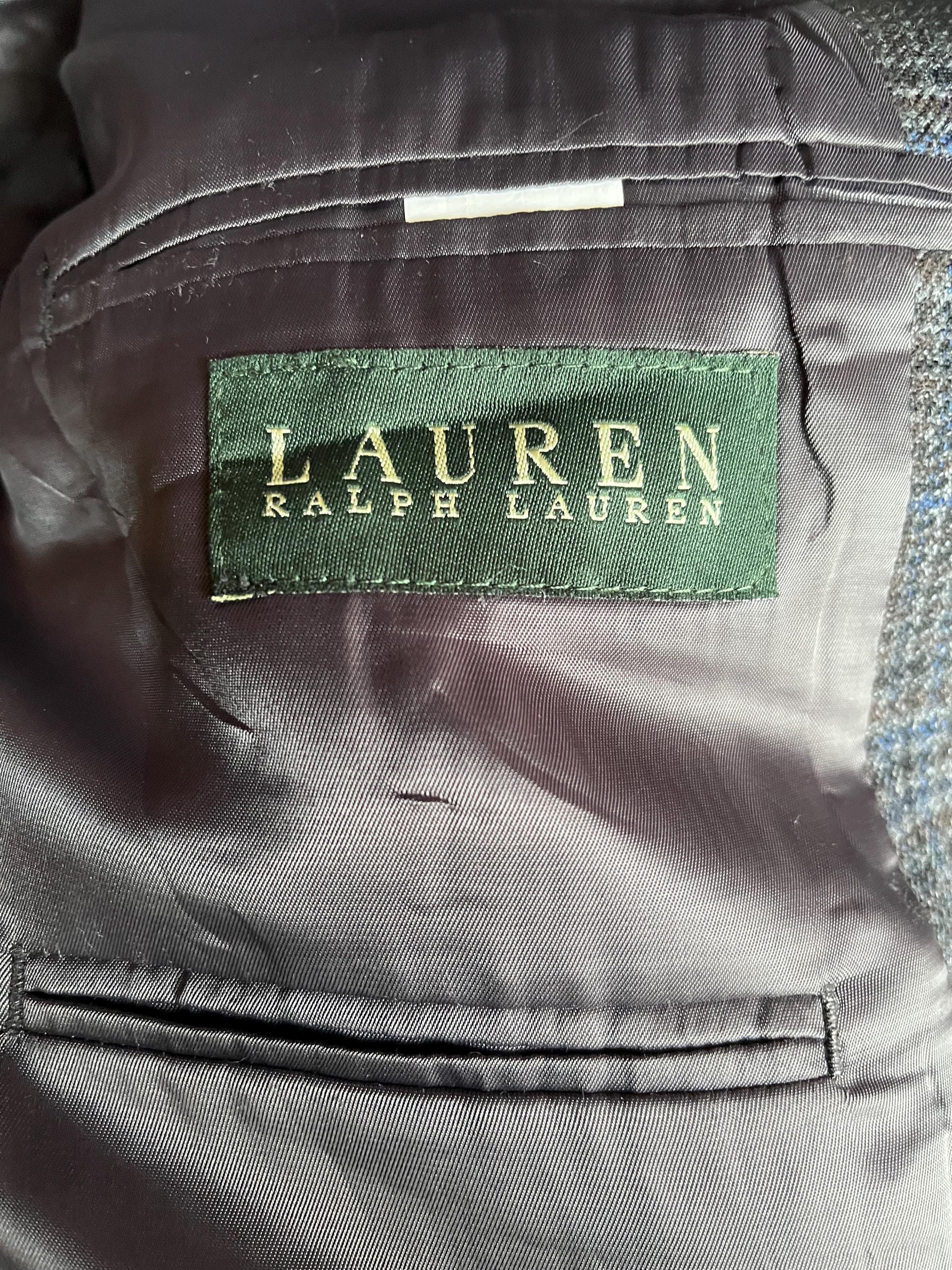 Vintage Ralph Lauren Men's Pure Wool Blazer Uk 44 US Checked Gray Blue ...