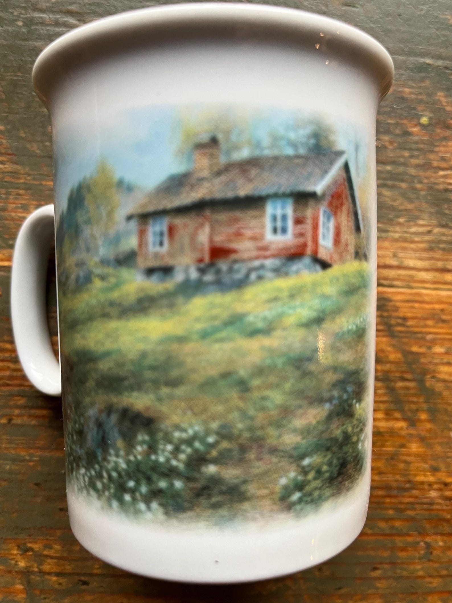 Vintage Norwegian Mug Rural Scenery Traditional House Farm Motif Skien ...