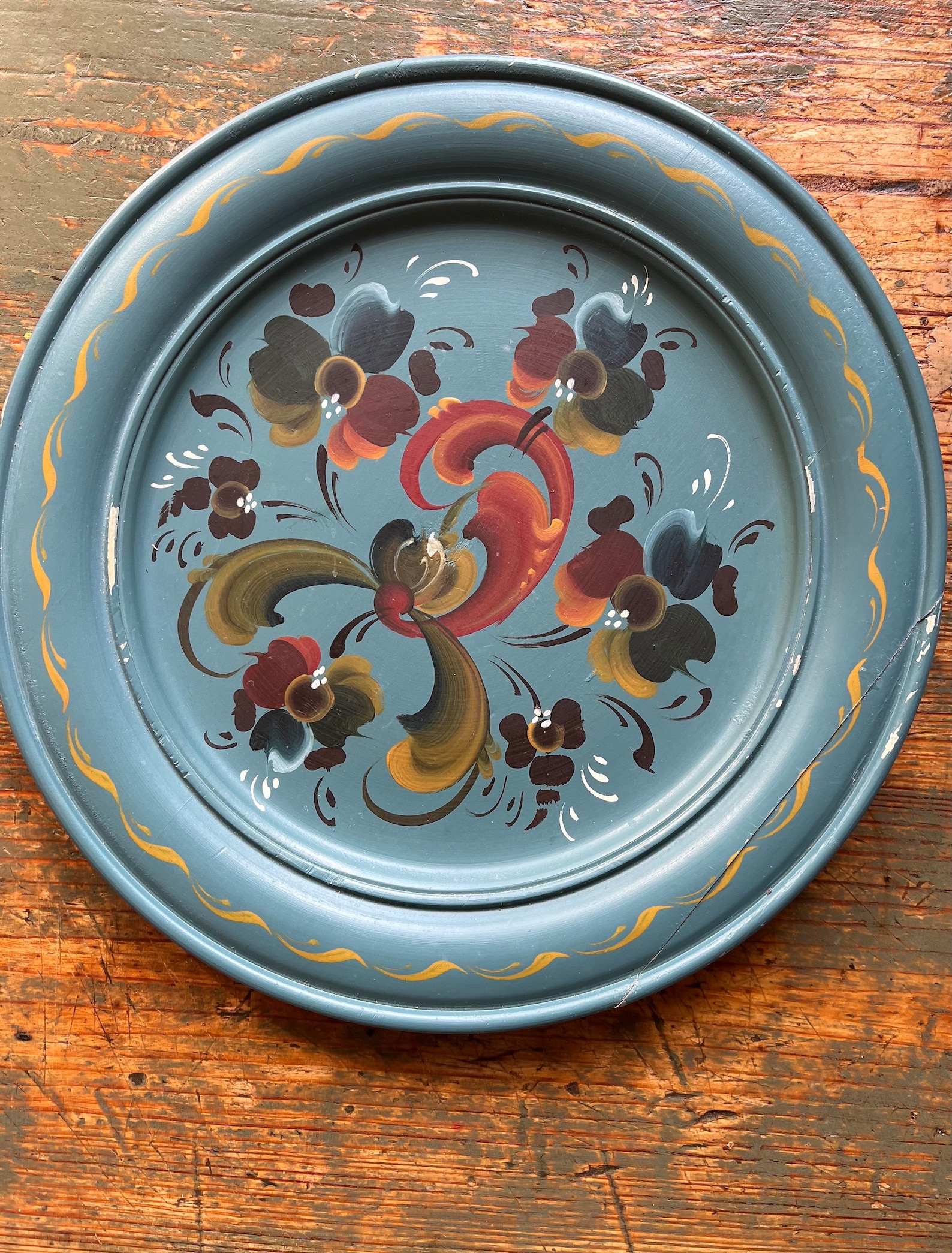 Norwegian Rosemaling Wooden Plate Nordic Folk Art Vintage Traditional ...