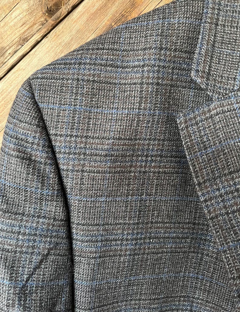 Vintage Ralph Lauren Men's Pure Wool Blazer Uk 44 US Checked Gray Blue ...