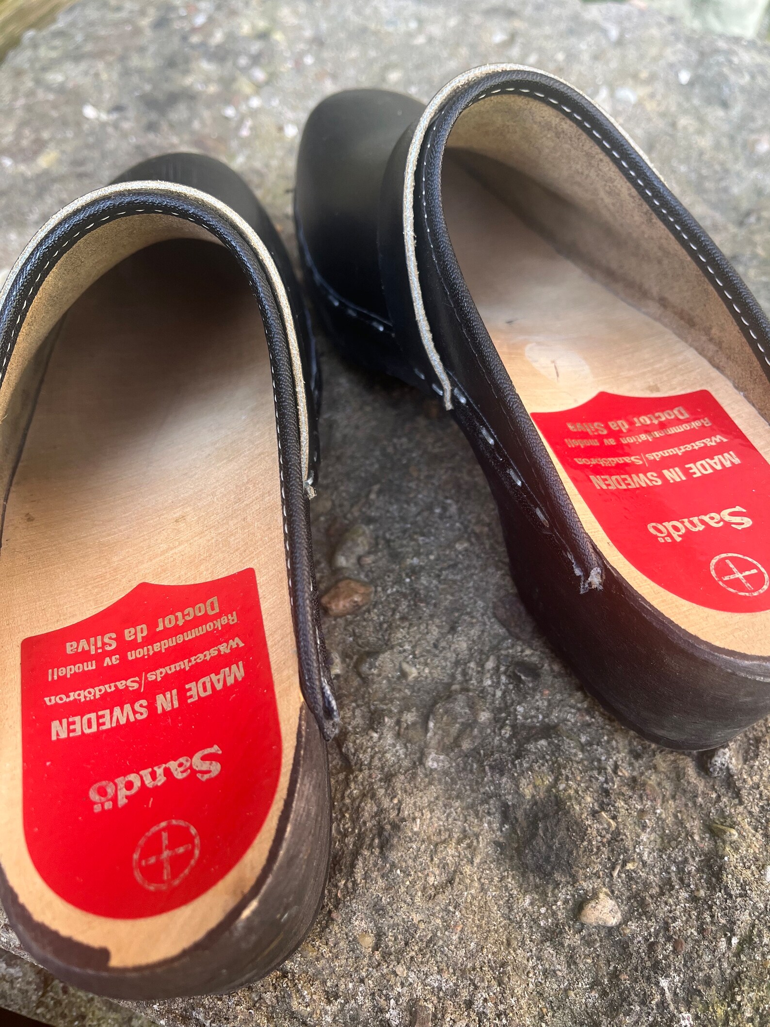 EUR 37 Swedish Sando Wooden and Genuine Leather Clogs Vintage Unused ...