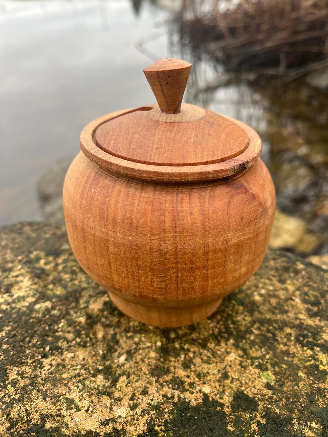Swedish Vintage Wooden Sugar Pot Container With a Lid Retro ...