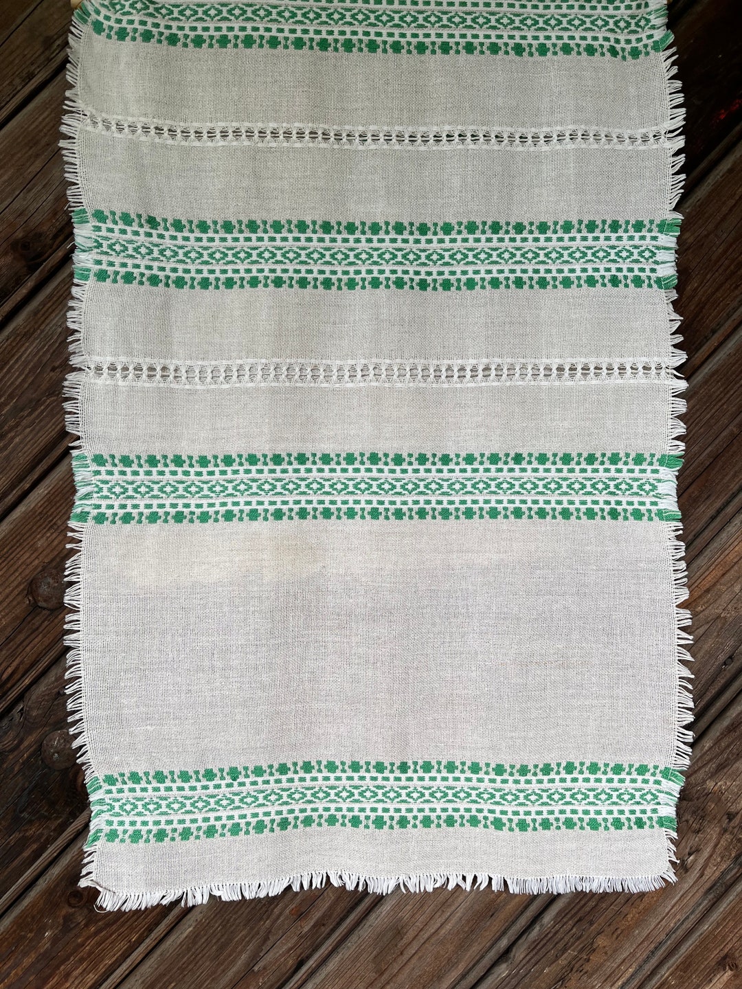 Swedish Vintage Table Runner Linen Grey Green Traditional Scandinavian ...