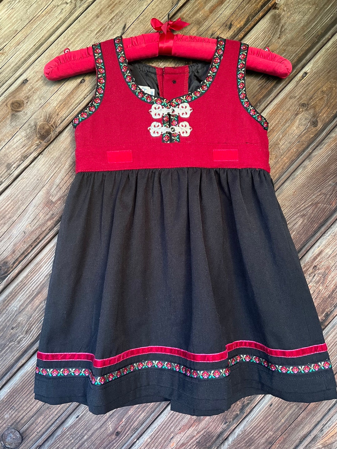 Norwegian Bunnad Kids 80 Cm Vintage Folk Costume Red Black Sarafan ...
