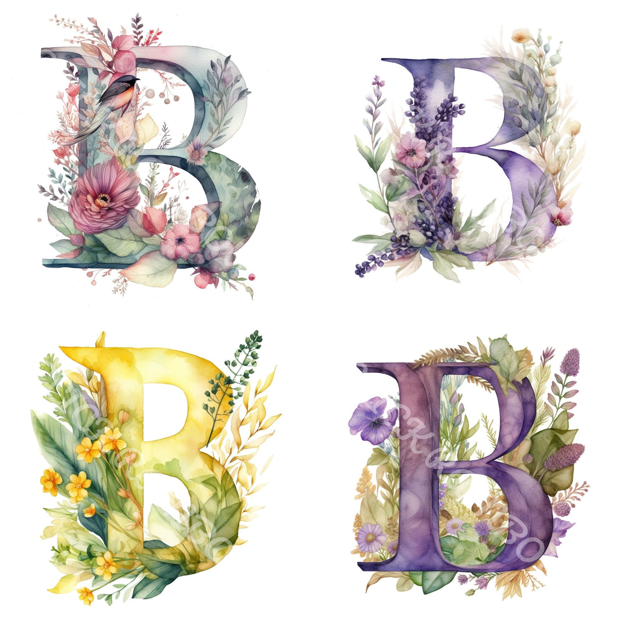 Letter B Clipart, 12 Letter B PNG, Artistic Letter B Watercolor, Letter ...