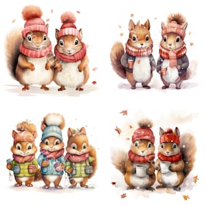 Squirrels in Winter Clipart, 12 Cute Squirrels PNG, Squirrels ...
