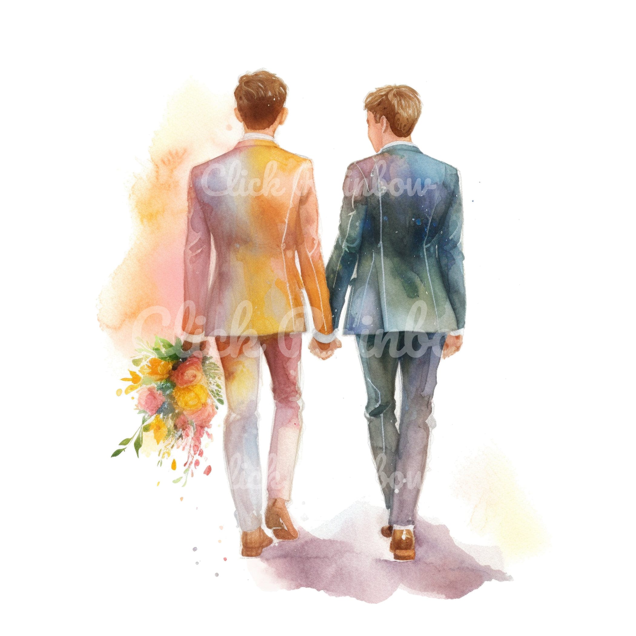 Gay Married Couple Clipart, 12 Gay Couple PNG, Same-sex Watercolor, Gay ...