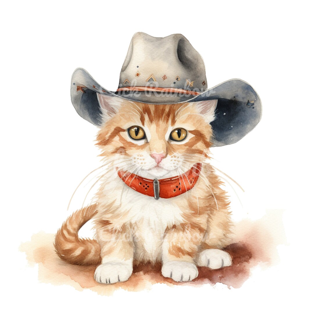 Cowboy Cat Clipart: Funny Western Illustration (digital Download) - Etsy