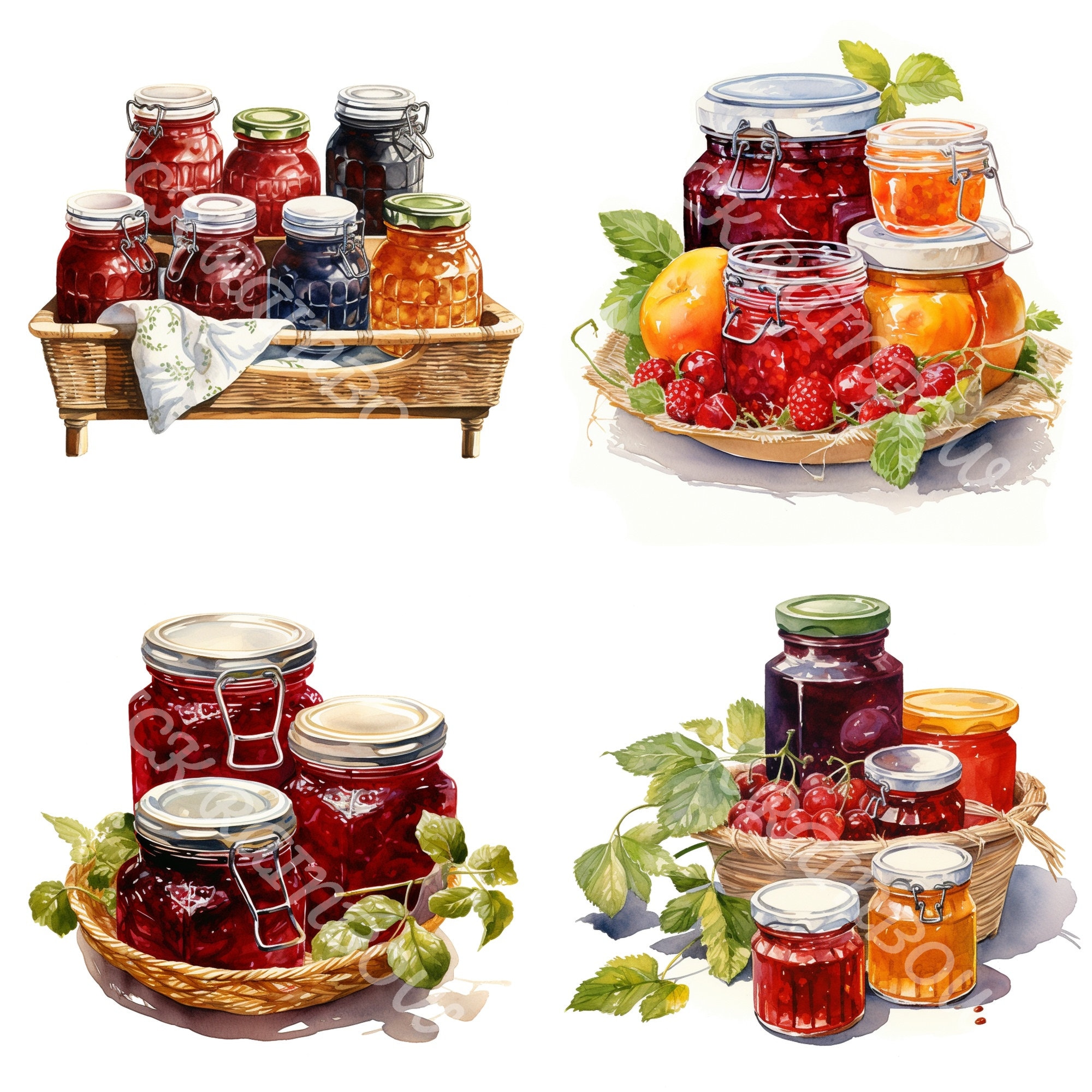 Jam Jars Clipart, 12 High-quality PNG, Sublimation, Printable, Paper ...