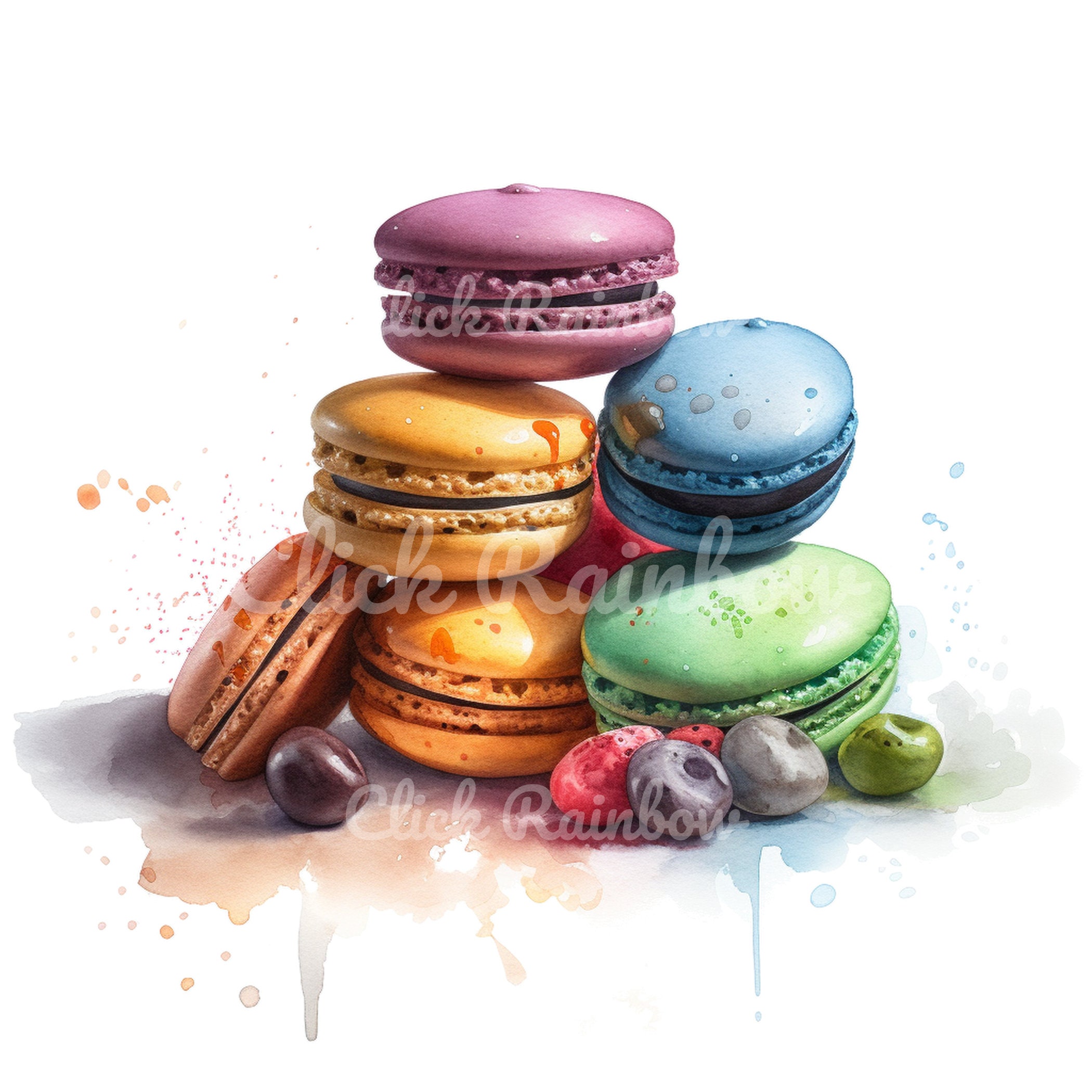 Macarons Clipart, 12 Macarons PNG, Macarons Illustration, Macarons ...