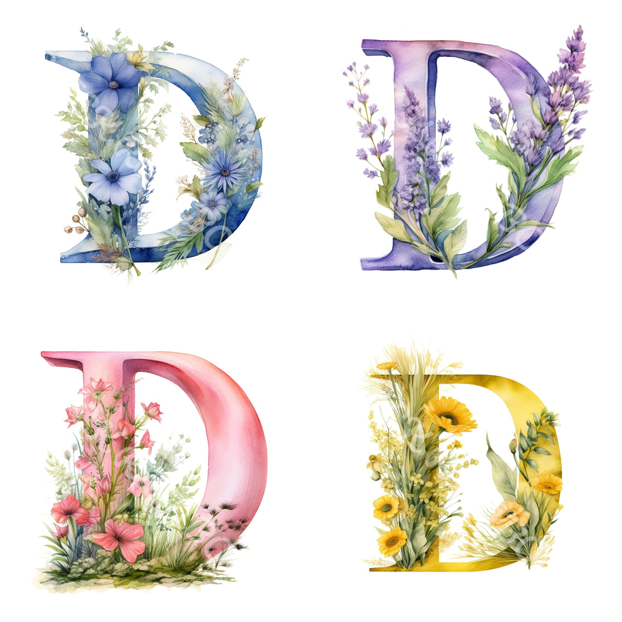 Letter D Clipart, 12 Letter D PNG, Letter D Wall Art, Letter D Painting ...