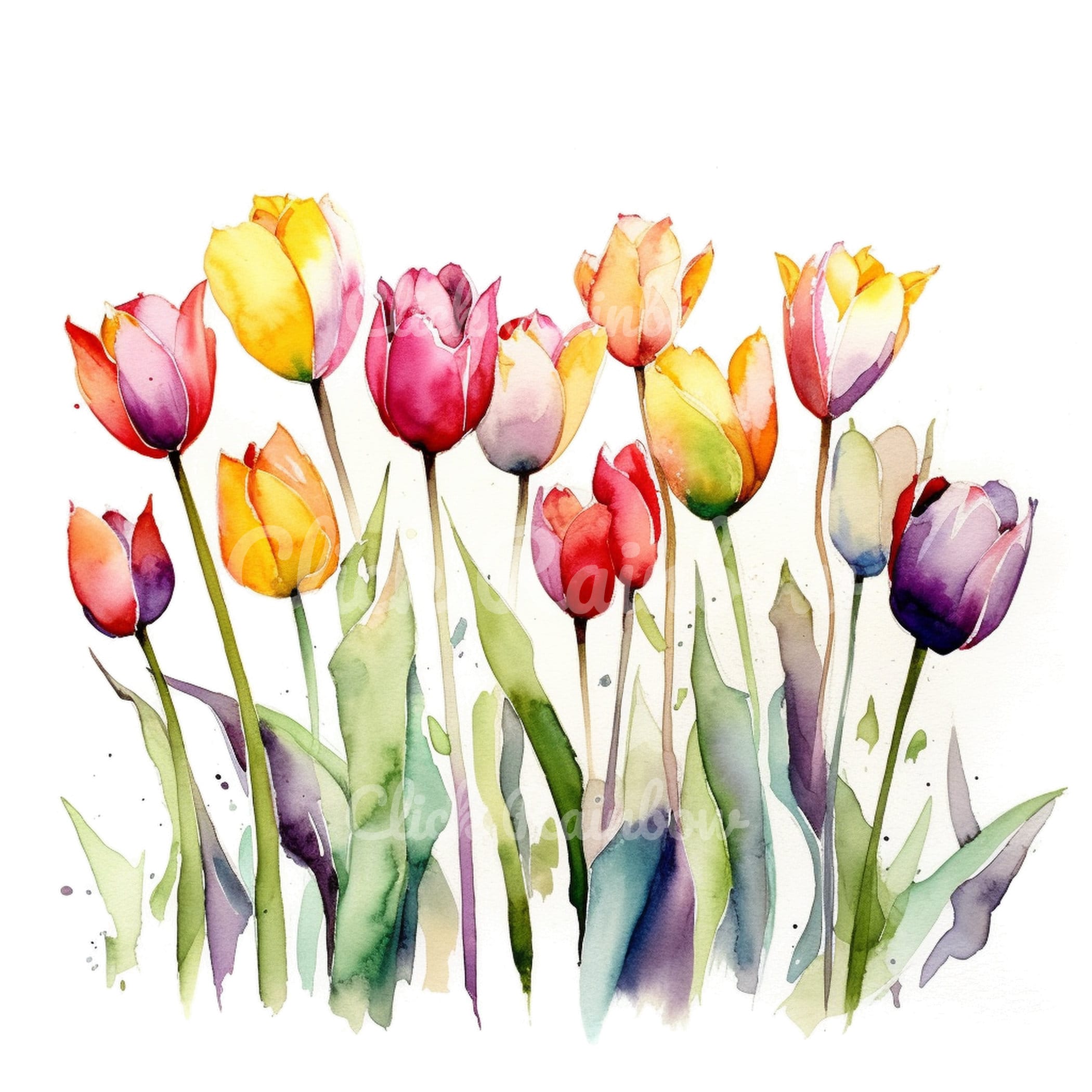 Tulip Clipart, 12 Tulip PNG, Tulip Watercolor, Tulip Illustration ...