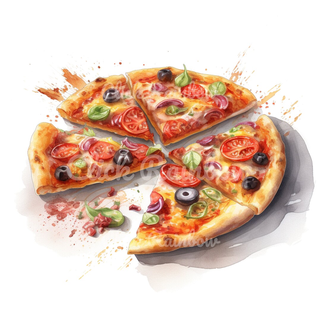 Pizza Watercolor Clipart: 12 PNG Illustrations (digital Download) - Etsy