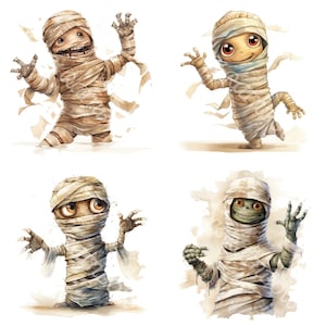 Cute Mummy Clipart, 12 Mummy PNG, Halloween Mummy Illustration, Mummy ...