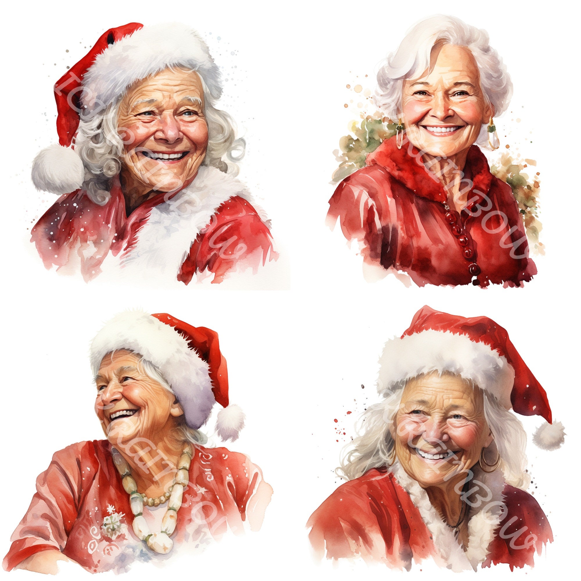 Mrs Claus Clipart, 12 Mrs Claus PNG, Mrs Claus Illustration, Christmas ...