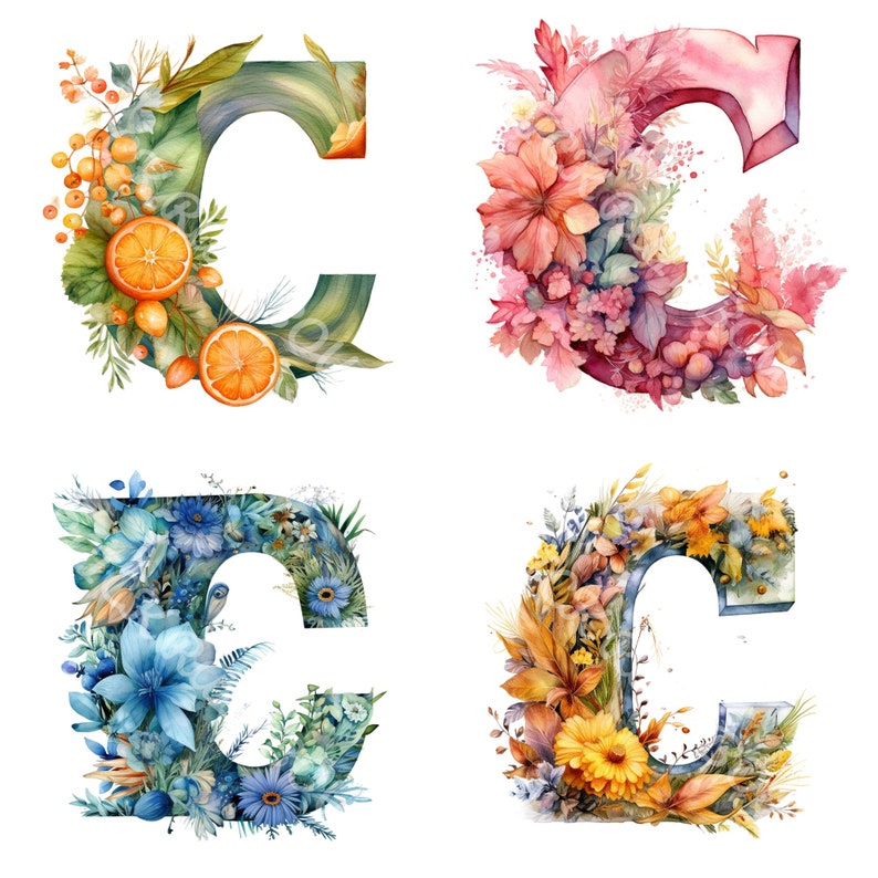 Letter C Clipart, 12 Letter C PNG, Letter C Wall Art, Letter C Painting ...