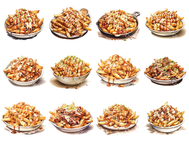 Poutine Clipart, 12 Poutine PNG, Quebec Food Illustration, Poutine ...