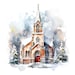 Church in Winter Clipart, 12 High-quality PNG, Christian Printable ...