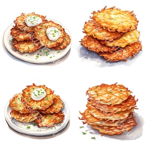 Latkes Clipart, 12 Latkes PNG, Hanukkah Printable, Latkes Illustration ...