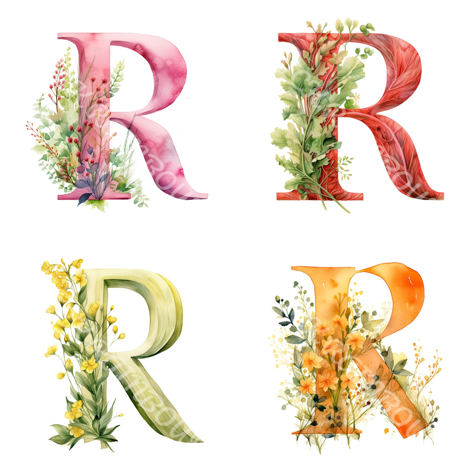 Letter R Clipart, 12 Letter R PNG, Letter R Wall Art, Letter R Painting ...