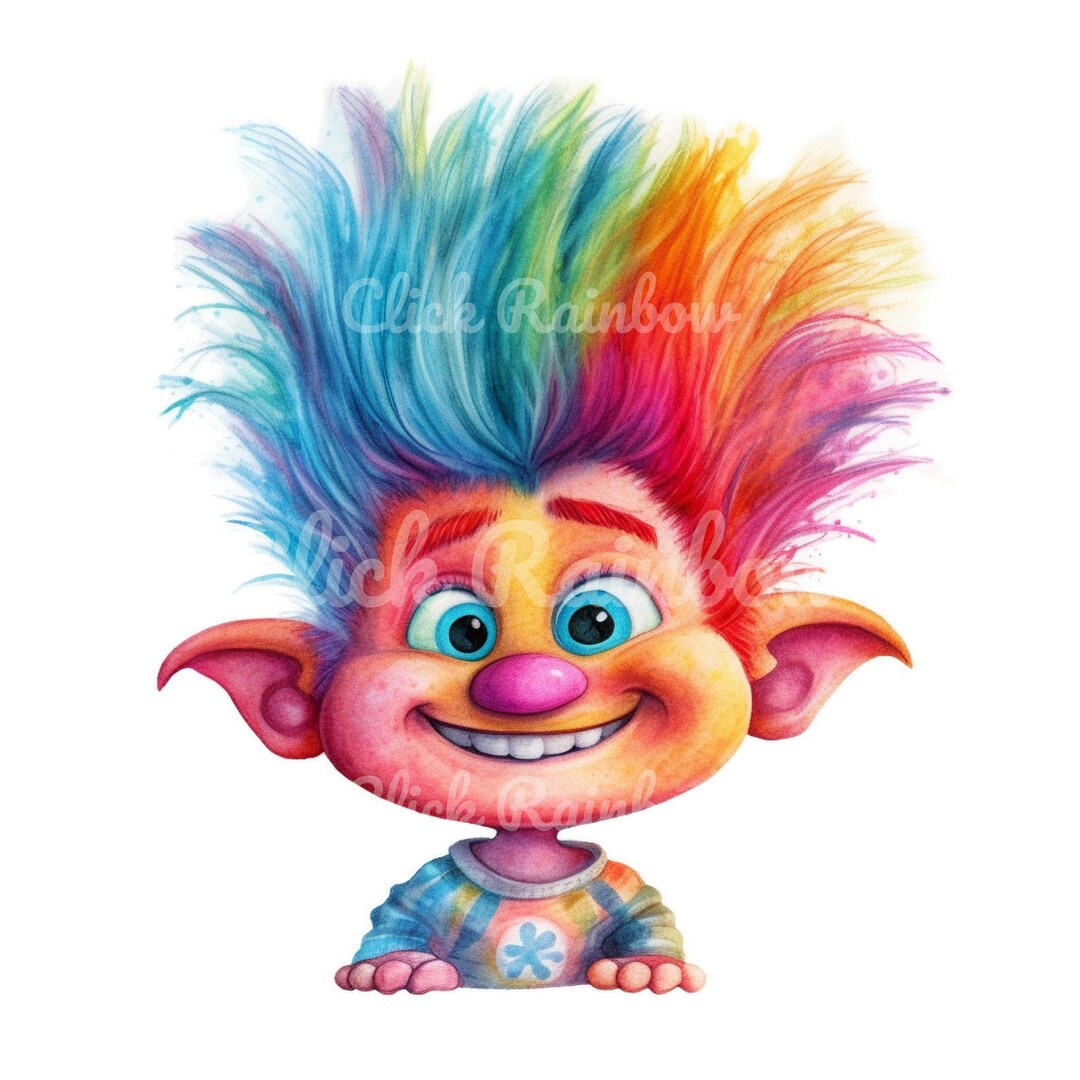 Troll Doll Clipart, 12 Troll Doll PNG, Troll Doll Watercolor, Troll ...